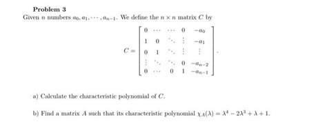 solved problem 3 given n numbers a0 a1 ⋯ an−1 we define the
