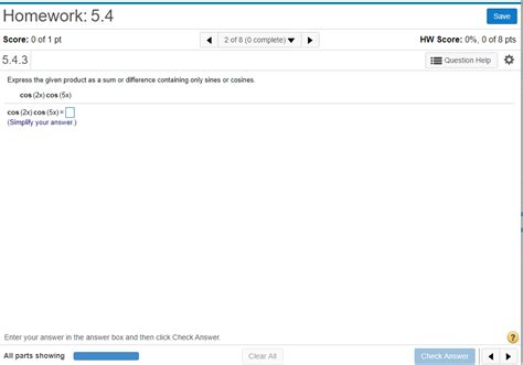 Solved Homework 5 4 Save Score 0 Of 1 Pt 2 Of 8 0