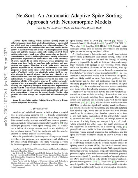 NeuSort An Automatic Adaptive Spike Sorting Approach With Neuromorphic