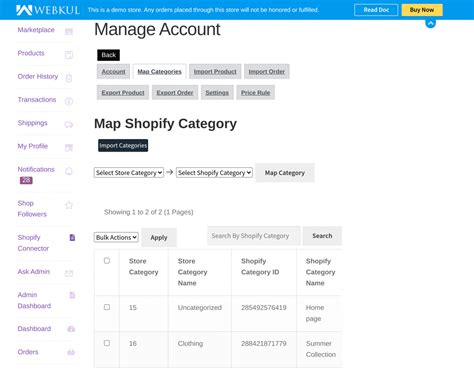WooCommerce Marketplace Shopify Connector Document