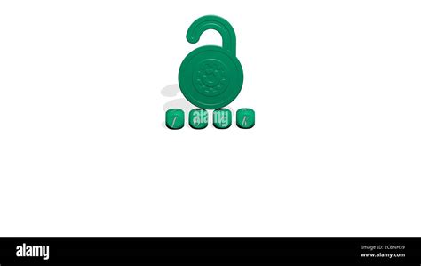 Lock 3d Icon Over Cubic Letters 3d Illustration For Background And