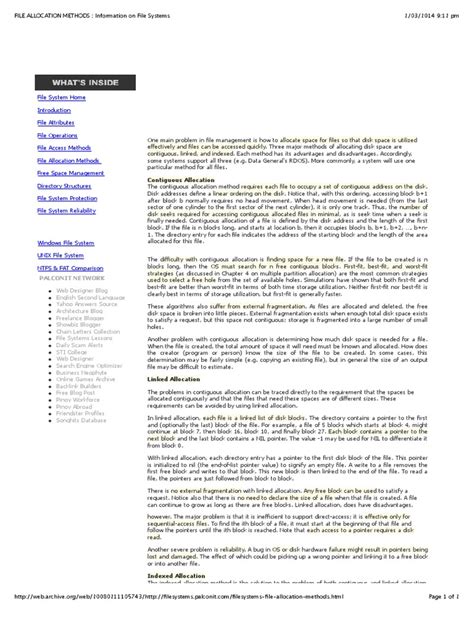 File Allocation Methods Information On File Systems Pdf File System