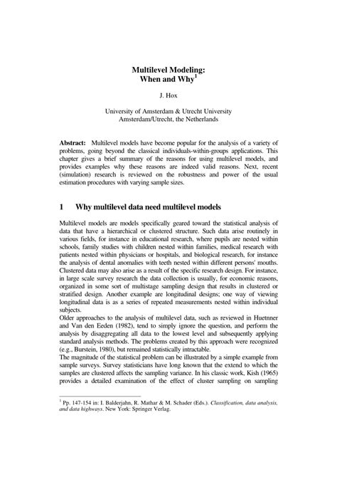 Pdf Multilevel Modeling When And Why