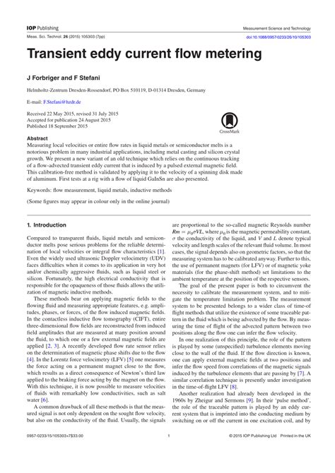 Transient Eddy Current Flow Metering Request Pdf