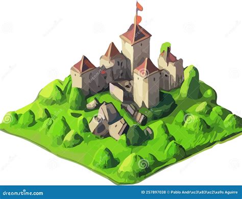 Vector Isometric Medieval Low Poly Castle Stock Vector Illustration Of House Design 257897038