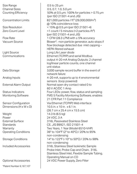Tsi Aerotrak Remote Particle Counter 6510 And 6510 Vhp Dpstar
