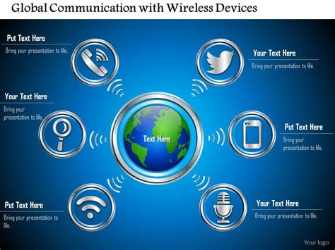 0814 Global Communication With Wireless Devices Connected To The Cloud Shown By The Globe Ppt