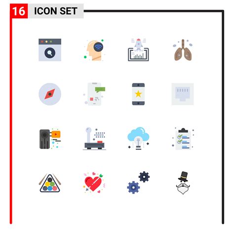 Stock Vector Icon Pack Of 16 Line Signs And Symbols For Compass Lung