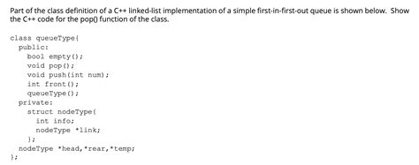 Solved Part Of The Class Definition Of A C Linked List