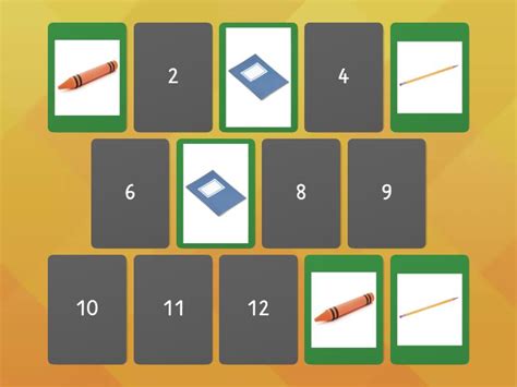 classroom objects memory game matching pairs