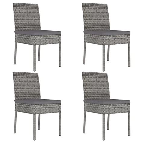 5 Piece Outdoor Dining Set With Cushions Poly Rattan Grey