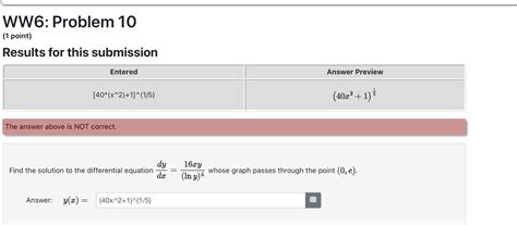 Solved WW6 Problem 10 1 Point Results For This Submission Chegg Com