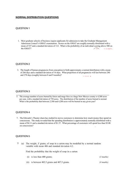 Normal Distribution Tstatistics Questions Pdf