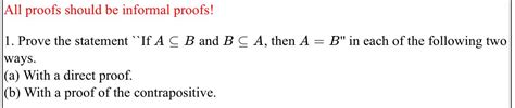 Solved All Proofs Should Be Informal Proofs 1 Prove The Chegg Com