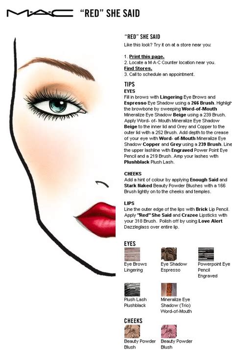 Makeup Mayhem Mac Face Chart Red She Said