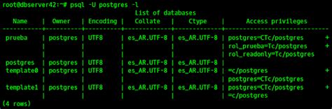 linux cómo listar tablas y bases de datos en postgres sysadmit