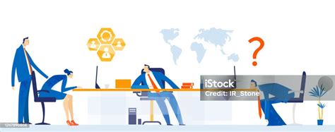 피곤한 비즈니스 사람들 늦은 시간에 근무 스트레스 마감 압력에서 일 비즈니스 컨셉 일러스트레이션 가격에 대한 스톡 벡터 아트 및