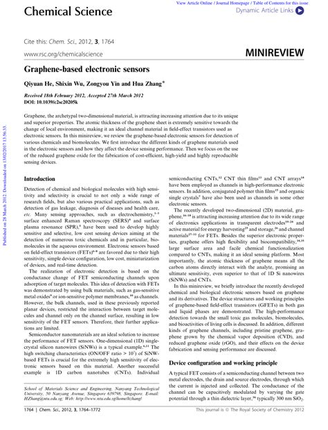 Pdf Graphene Based Electronic Sensors