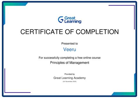I Recently Completed A Course On Principle Of Management And It Provides Vaibhav Arya