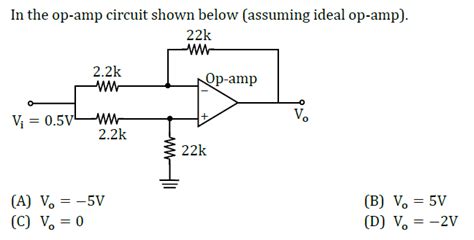 GATE Practice Question Analog Electronics Op Circuits Problem