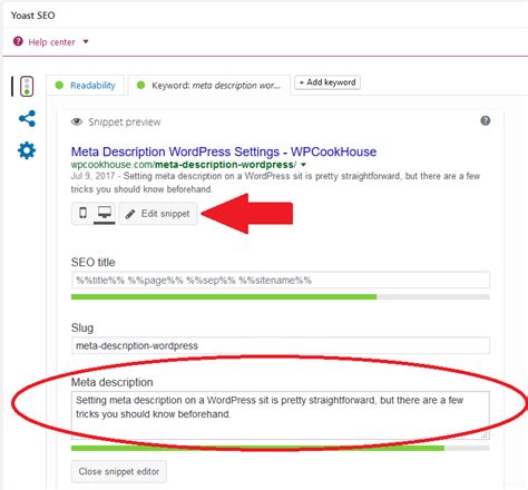 Meta Description Wordpress Settings Business Cookhouse