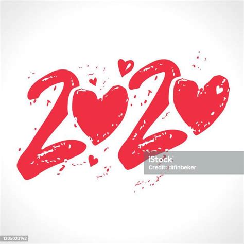 벡터 그림 2020 하트입니다 발렌타인 데이 휴일 타이포그래피 인쇄 엽서 티셔츠 등 2020년에 대한 스톡 벡터 아트 및 기타 이미지 2020년 공휴일 낙서 드로잉