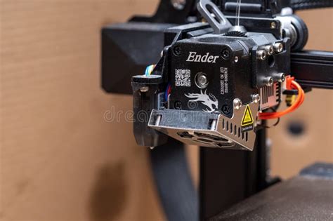 Ender Brand 3d Printer Model Moving Print Head Extruder Part Closeup Detail Nobody 3d Printing