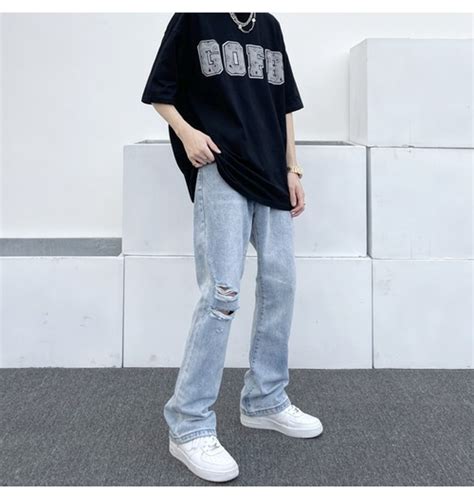 후니오 일자핏청바지 남성 가을 블랙 플레어 데님팬츠 일자 와이드 빈티지팬츠 Uno3 티몬
