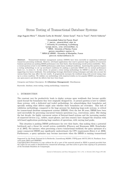 Pdf Stress Testing Of Transactional Database Systems