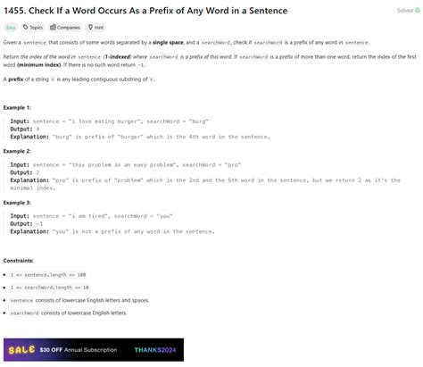 Problem Of The Day Check If A Word Occurs As A Prefix Of Any Word In A