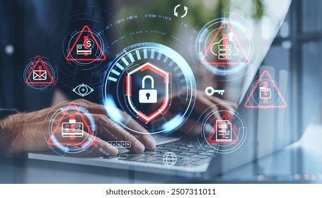 Hand Pointing Digital Cybersecurity Interface Lock Stock Photo Shutterstock