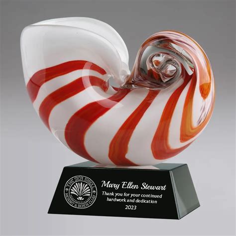 Art Glass Conch Shell Award Glass Conch Shell Figurine Award
