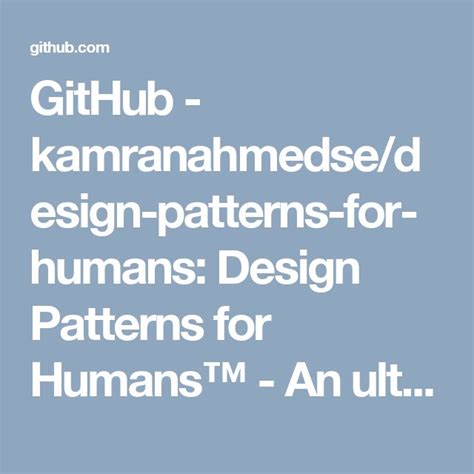 Github Kamranahmedse Design Patterns For Humans Design Patterns For Humans An Ultra