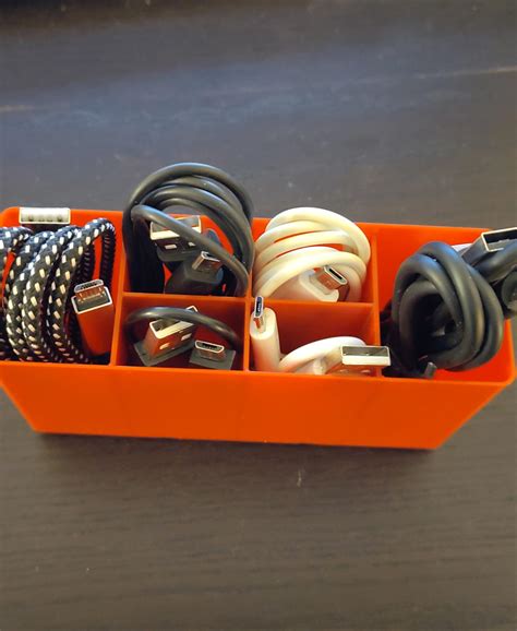 Gridfinity 6 Compartment Usb Cable Bin Hollow Bottom For Space 3d Model By Helo On Thangs
