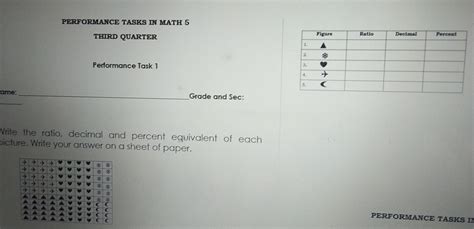 Solved PERFORMANCE TASKS IN MATH THIRD QUARTER Performance Task Ame Grade And Sec Wite