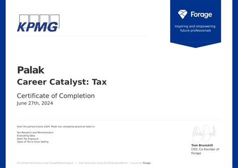 Palak Goyal On Linkedin Kpmgcareercatalyst Tax Professionaldevelopment Forage