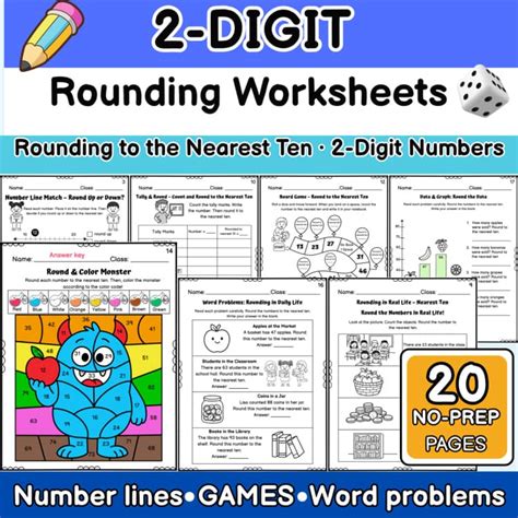2 Digit Rounding Worksheets Estimating Differences To The Nearest Ten