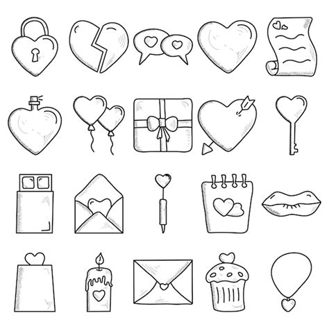 Premium Vector Love Doodle Icon Set