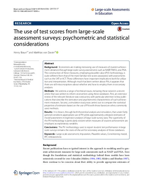 Pdf The Use Of Test Scores From Large Scale Assessment Surveys