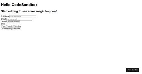 React Forms Codesandbox