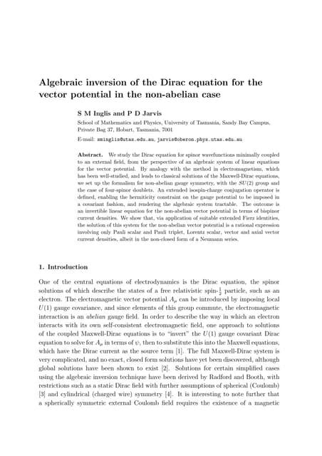 Su2covariantdiraceqninvert Pdf Physics Science