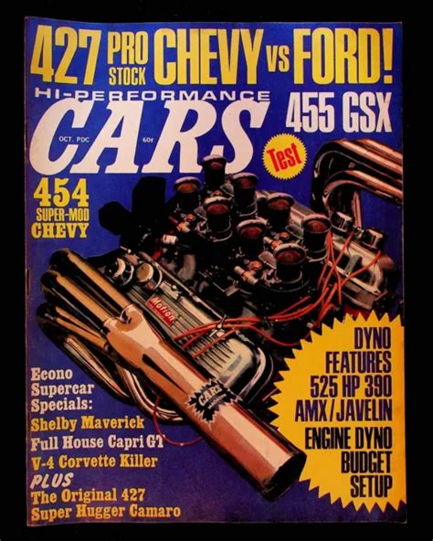 VINTAGE HI PERFORMANCE CARS Magazine October Chevy Ford GSX Camaro AMX PicClick UK