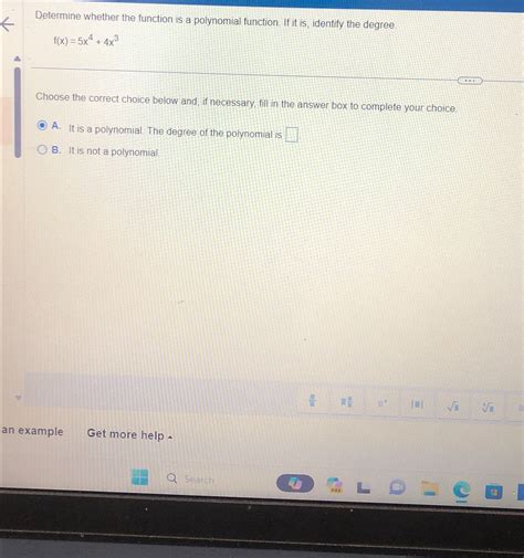 solved determine whether the function is a polynomial