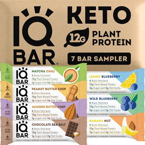 Iqbar Brain And Body Keto Protein Bars 7 Sampler Keto