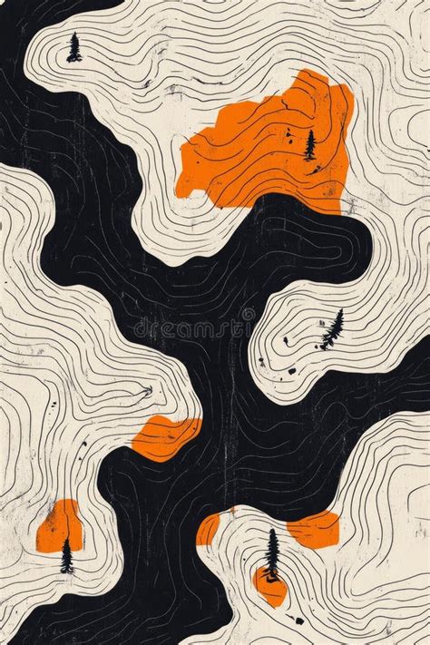 Bold Topographic Illustration Displays A Dynamic Layout Of Land And