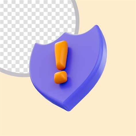 Premium Psd Security Shield Exclamation Icon 3d Render Concept For