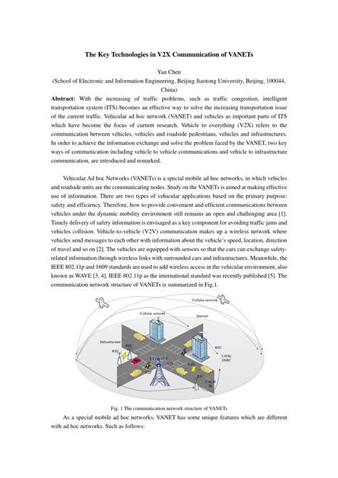 pdf the key technologies in v2x communication of vanets