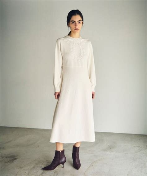 Grace Continental（グレースコンチネンタル）の「エスニック刺繍ニットワンピース（ワンピース）」 Wear