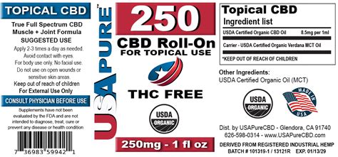Topical Cbd Oil 250mg Certified Organic Usa Pure Cbd