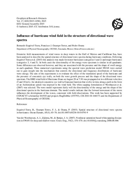 Pdf Spatial Structure Of Directional Wave Spectra In Hurricanes